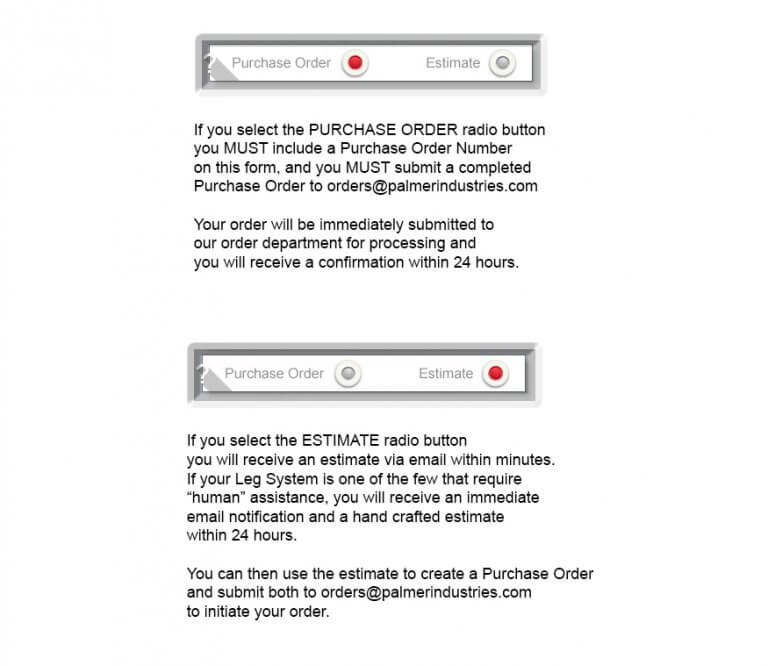 Vanity Sinklegs Order Form | Palmer Industries